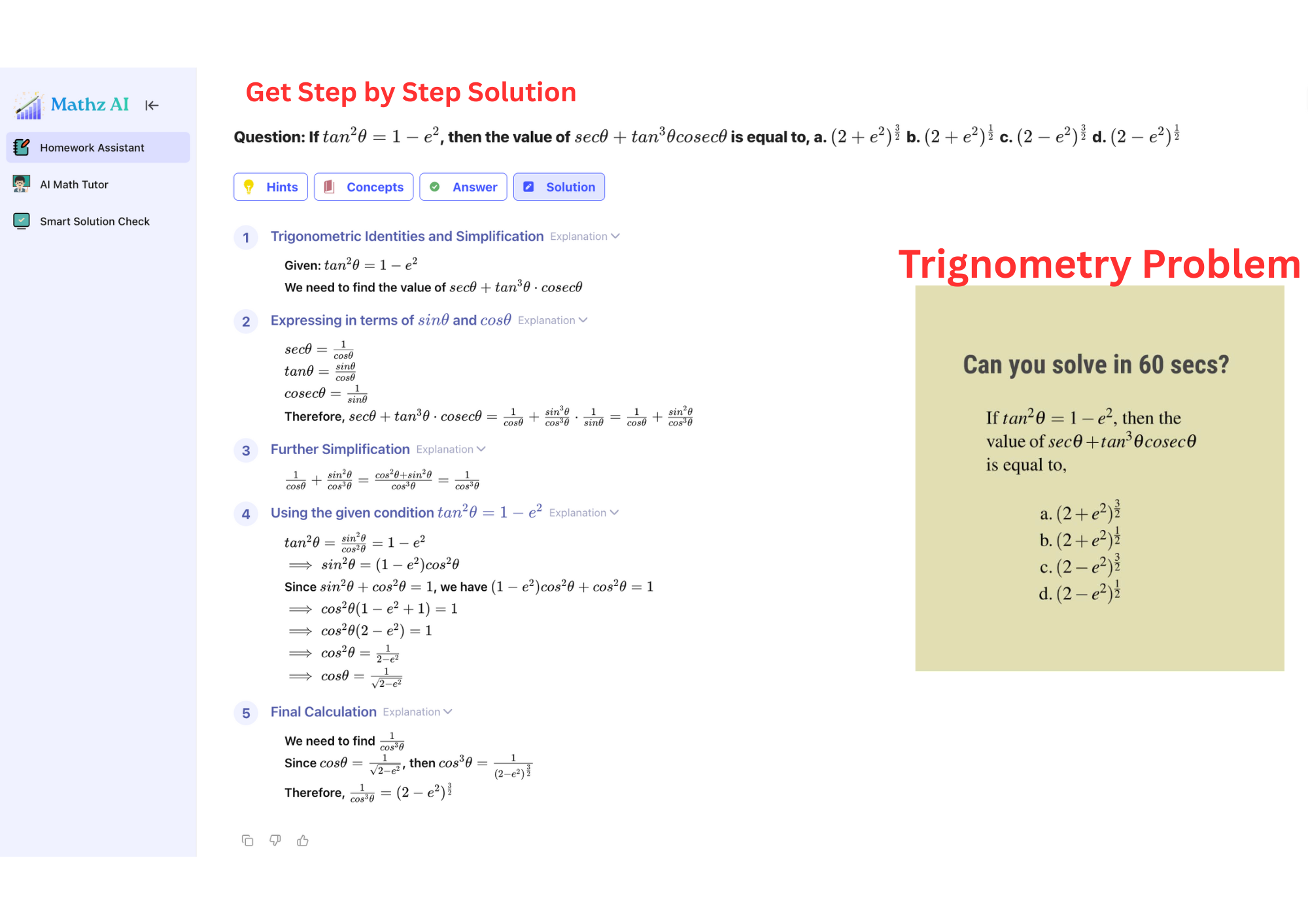 Master Trigonometry: Step-by-Step Solutions with Mathz AI | Mathz AI